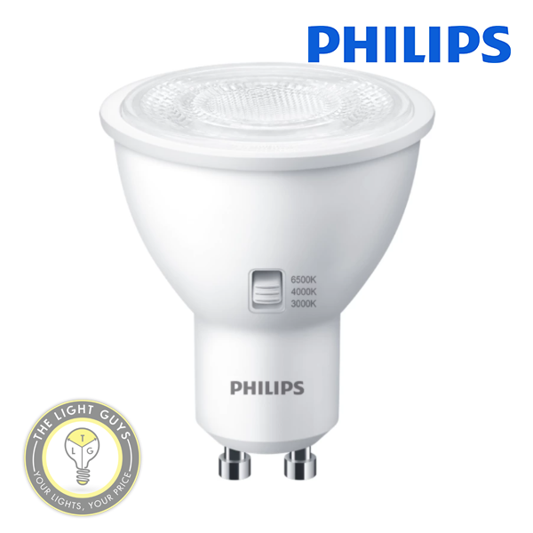 PHILIPS SmartBright LED Tri Colour PAR16 4.8W GU10 3/4/6.5K 60deg° Dim ...